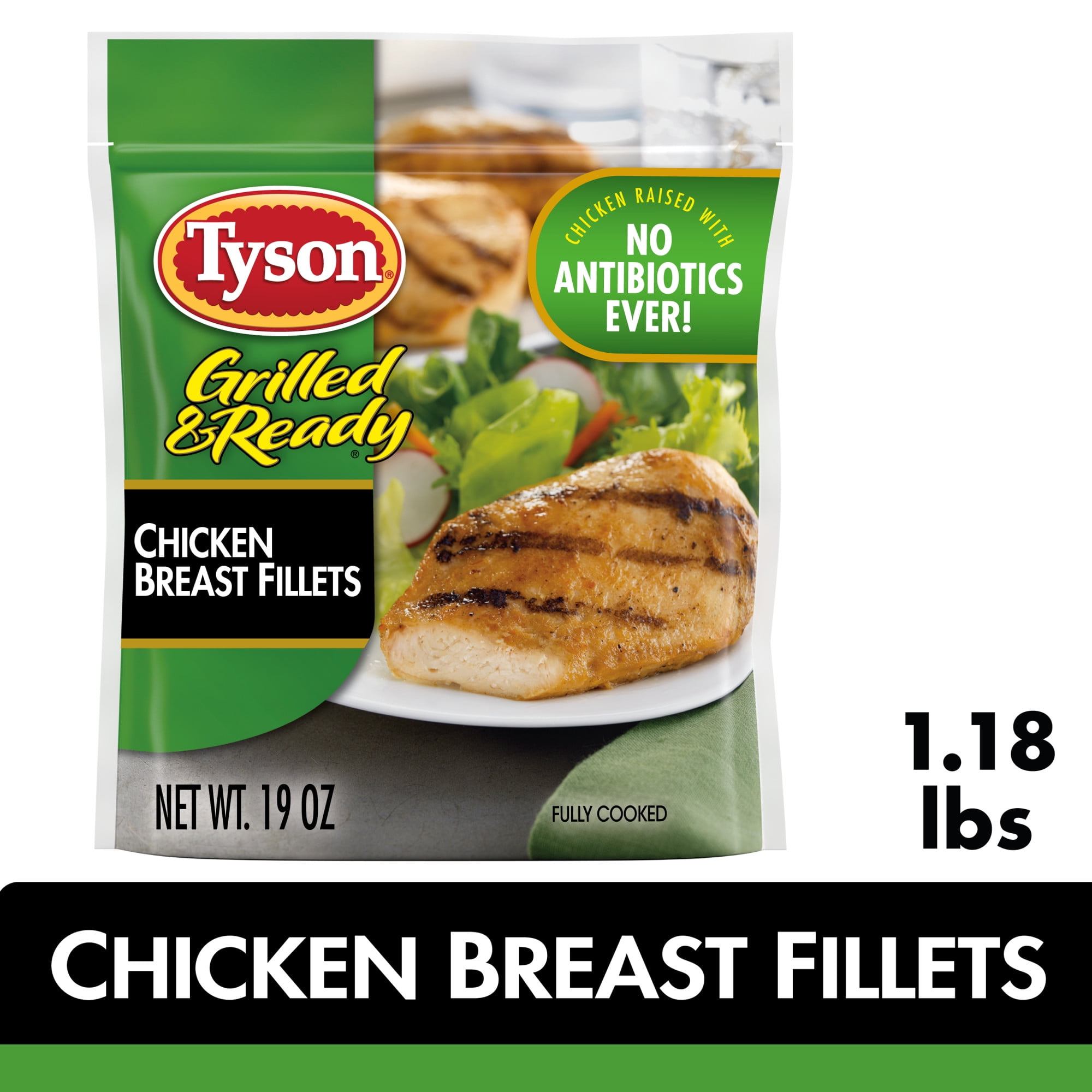 Tyson Grilled & Ready Fully Cooked Chicken Breast Fillets, 1.18 lb Bag ...