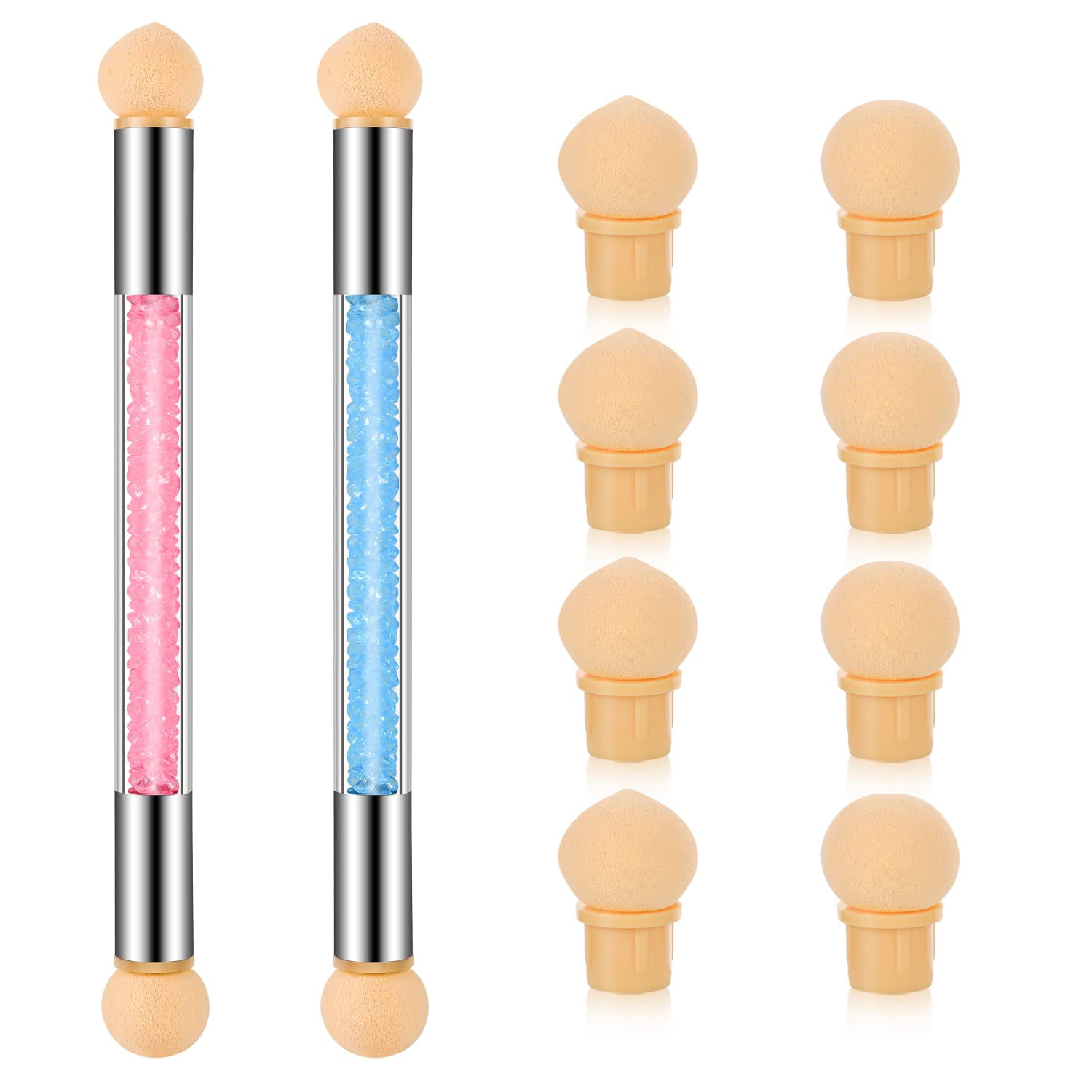 10 Pcs in 2 Set Nail Sponges for Ombre, 2 Pcs Double-Head Ombre Brush ...