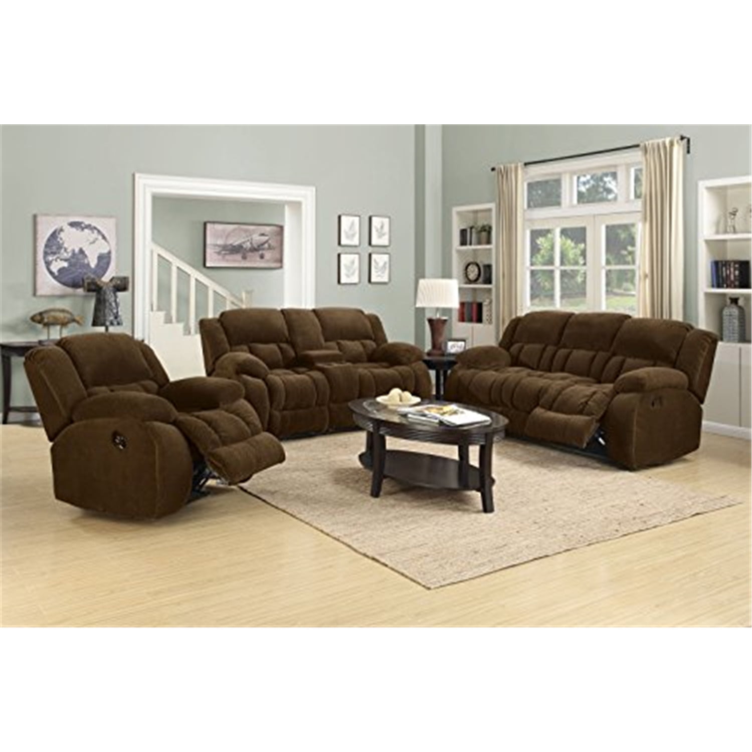 Coaster Weissman 3-piece Living Room Set Chocolate-Color:Chocolate ...