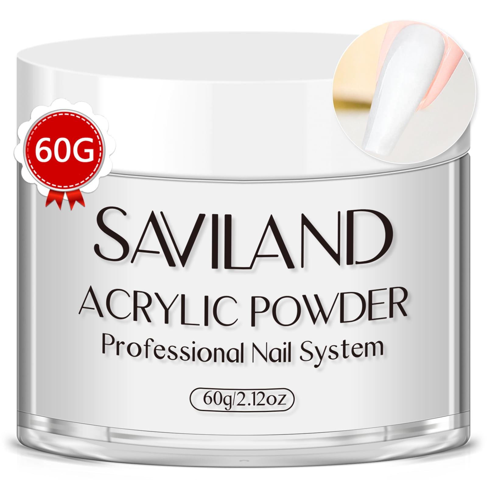Saviland White Acrylic Powder - Big Capacity 60g Acrylic Powder ...