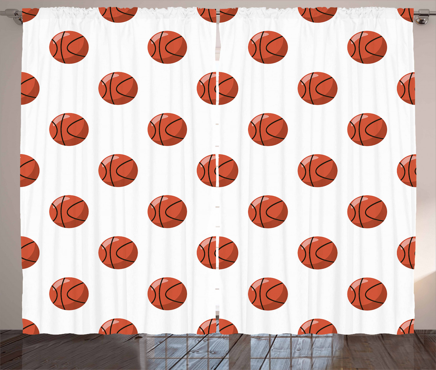 Basketball Curtains 2 Panels Set, Cartoon Classical Balls Competition ...