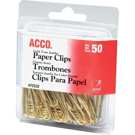 Paper Clips, Jumbo, Smooth, Gold, 50 Clips/Box (72532) | Walmart Canada