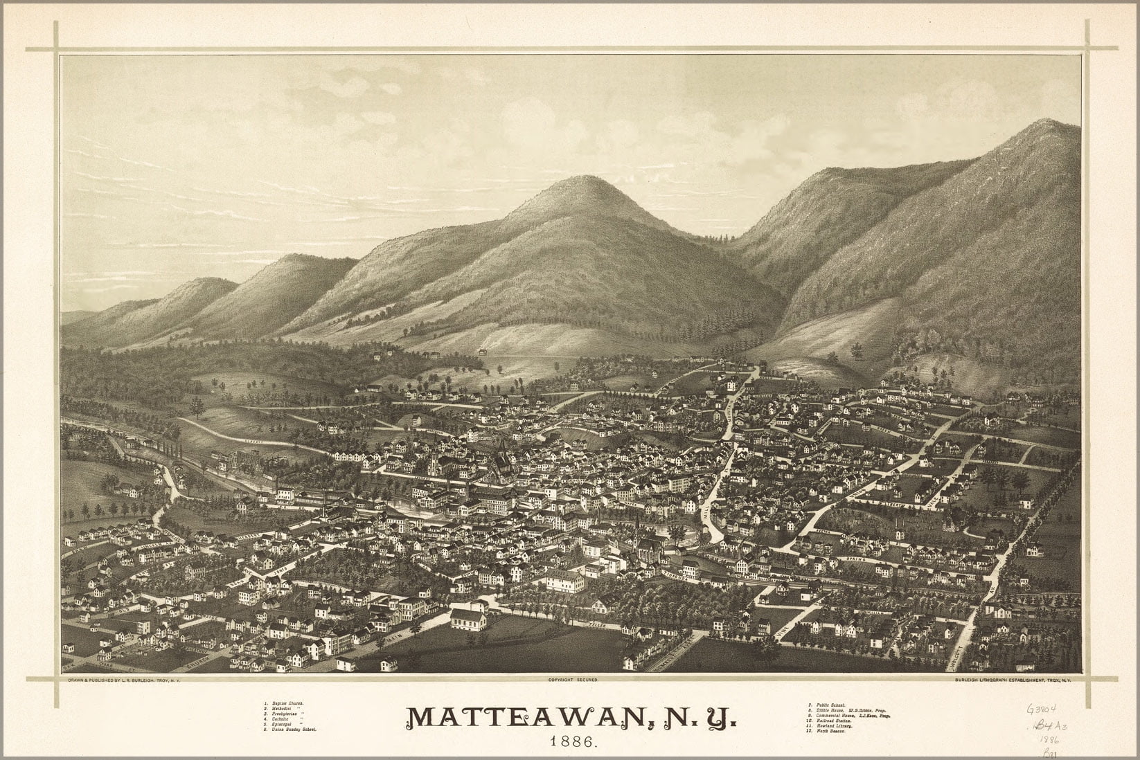 24"x36" Gallery Poster, map of Matteawan, New york state 1886 - Walmart.com