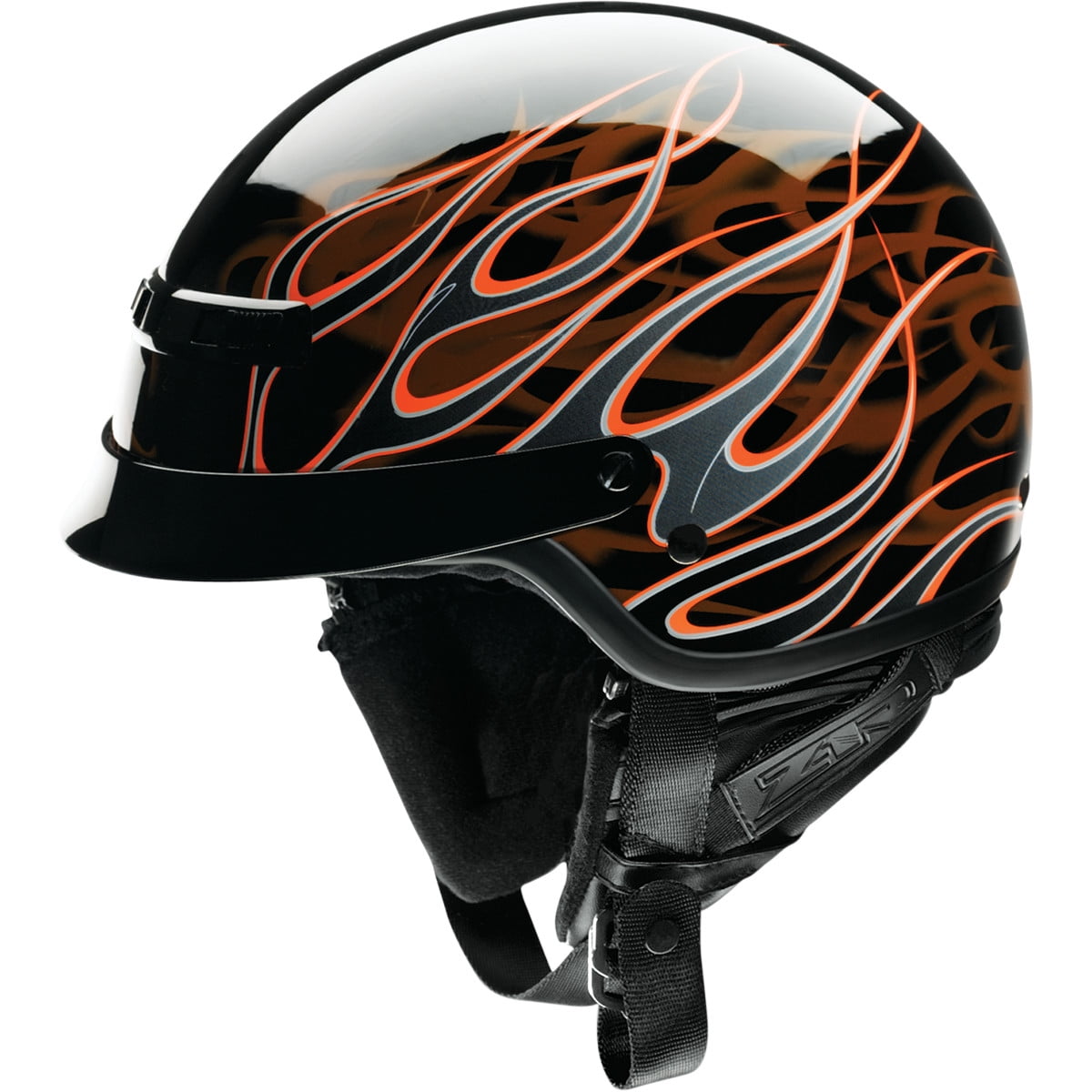 Z1R Nomad Helmet Half (Hellfire Black/Orange Gloss, Large) - Walmart.com
