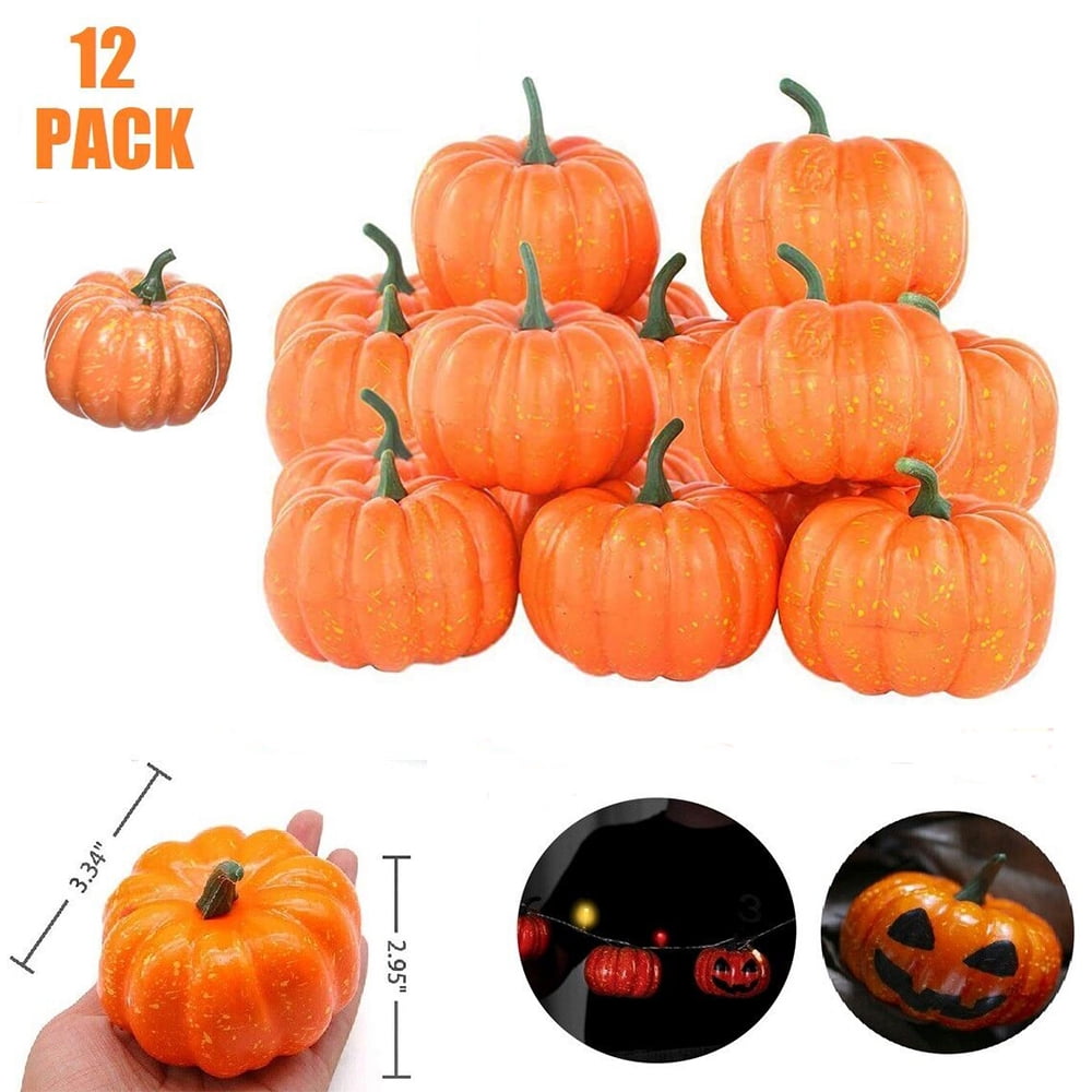 12 Pieces Mini Fake Pumpkins, Small Foam Pumpkin for Halloween Fall ...