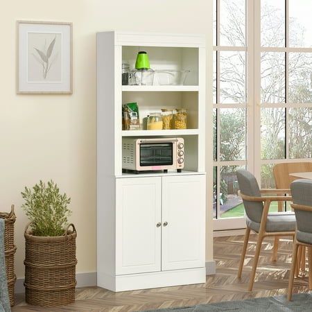 Arealer 72" Kitchen Cupboard Buffet with Hutch, Freestanding Cupboard ...