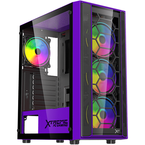 Gabinete Gamer XTREME PC GAMING Kronos Media Torre ATX 4 Fan ARGB Cristal Templado Violeta ...