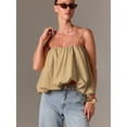 Beige Ruched Camisole Top With Balloon Hem And Thin Spaghetti Straps ...