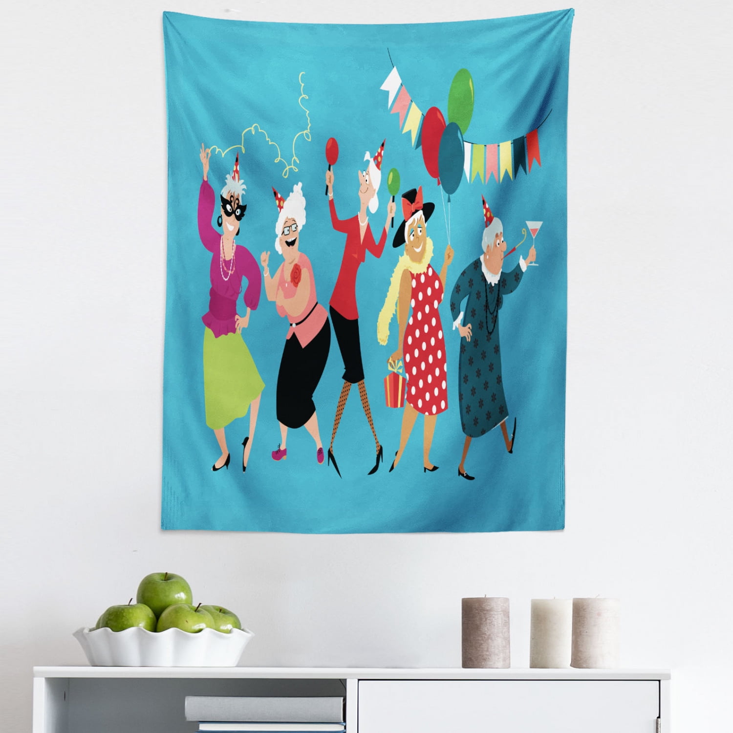 Retirement Tapestry, Mature Ladies Group Dancing and Celebrating ...