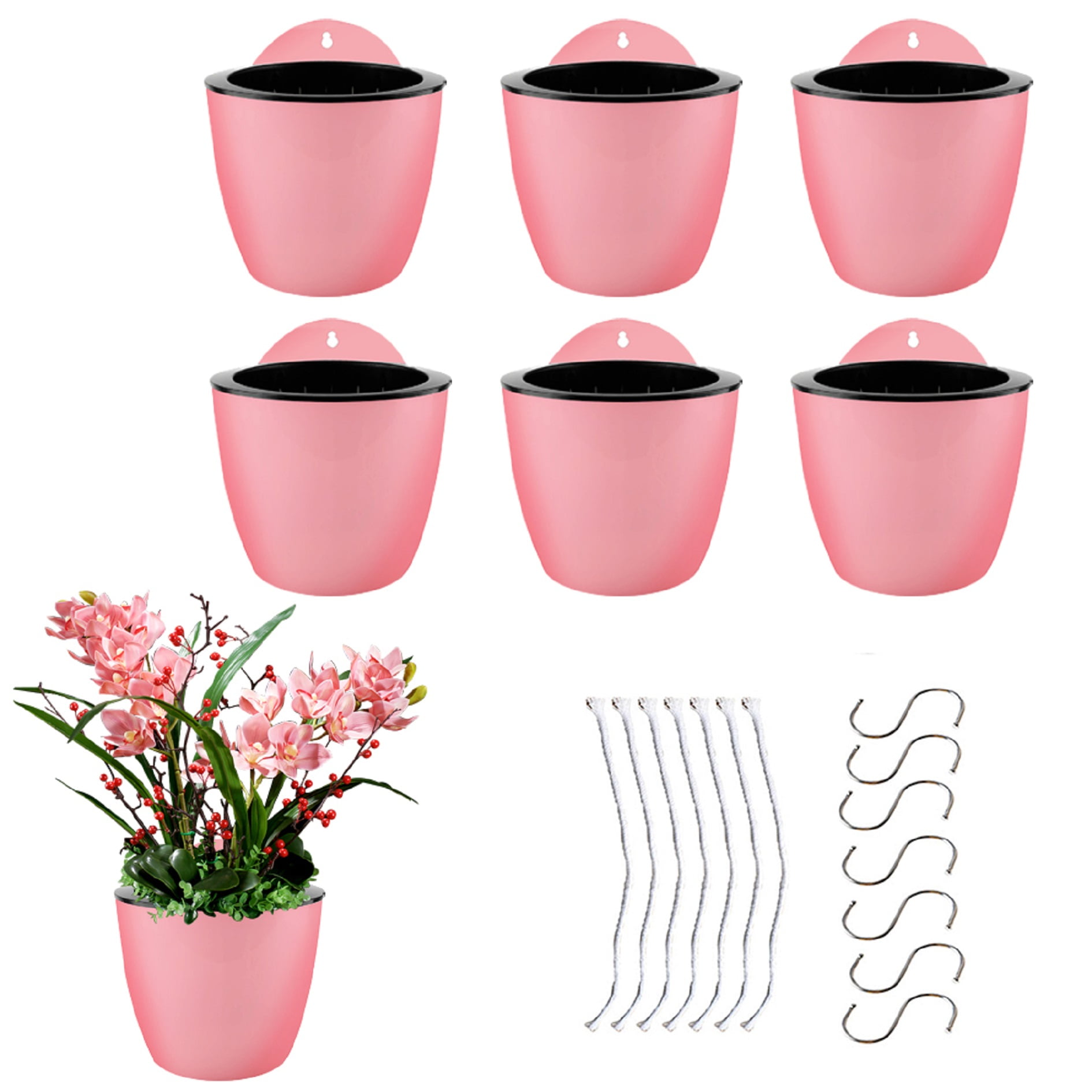 hostic 7 Pack Self Watering Wall Planter, Plastic Self Watering Pots ...