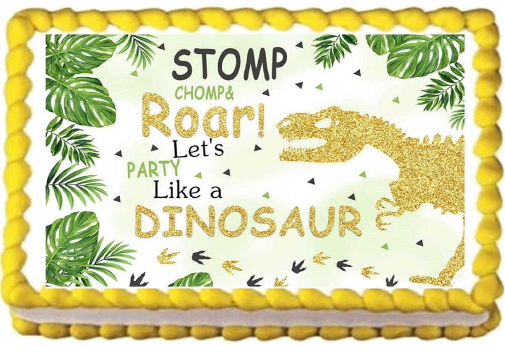Dino Dinosaur Roar Image Edible Cake Topper Birthday Cake Decoration ...