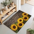 2x3ft Area Rug,Rustic Sunflower Wood Board Washable Large Rugs Soft Non ...