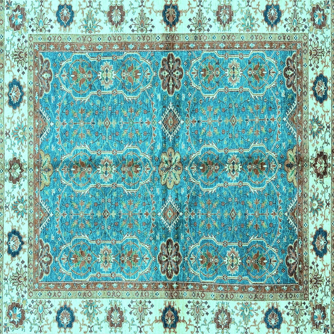 Ahgly Company Indoor Square Oriental Light Blue Traditional Area Rugs ...