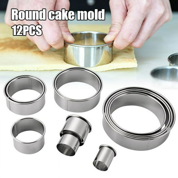 12pcs/set Stainless Steel Mousse Cake Ring Mold Donut Fondant Mold ...