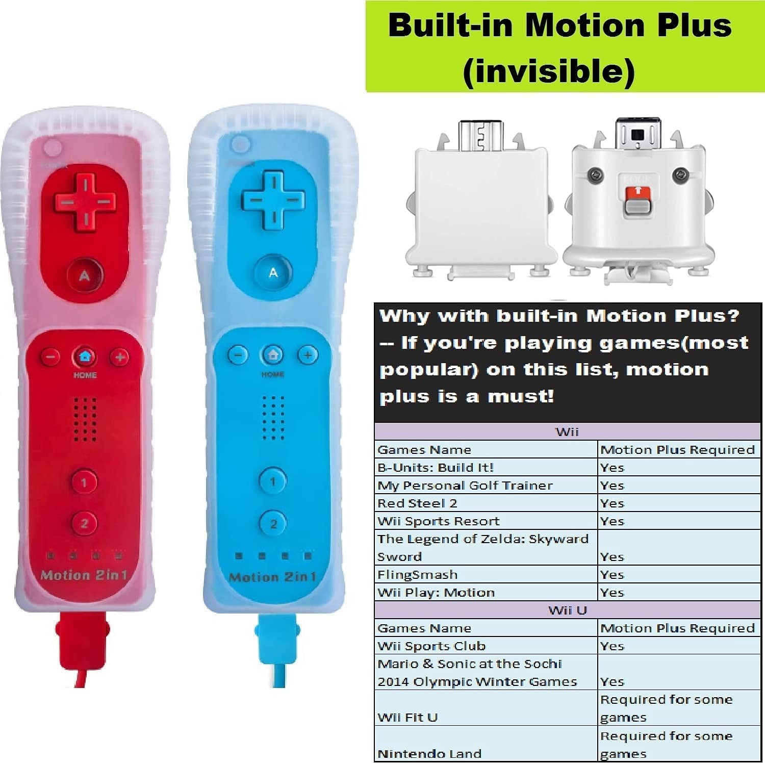 Buy TechKen Wii Controller, Set of 2 Wii Remote with Nunchuck Online at ...