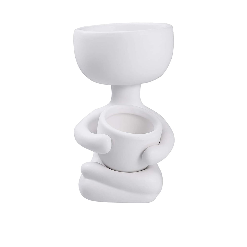 1 Piece Ceramic Planter Sitting Humanoid Plant Container Tabletop Decor ...