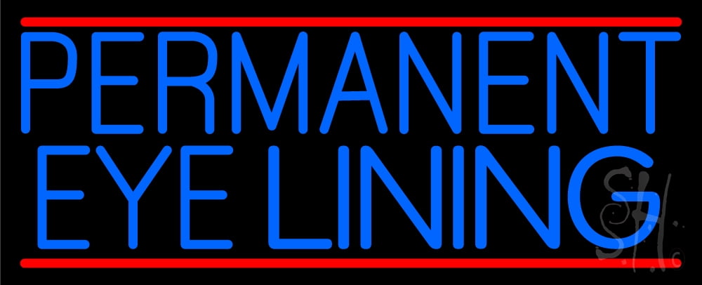 Blue Permanent Eye Lining LED Neon Sign 13 x 32 - inches, Black Square ...