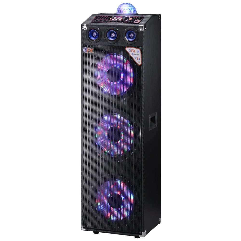 QFX SBX-412303 3 x 12" 15,000W Bluetooth Cabinet Speaker with Disco ...
