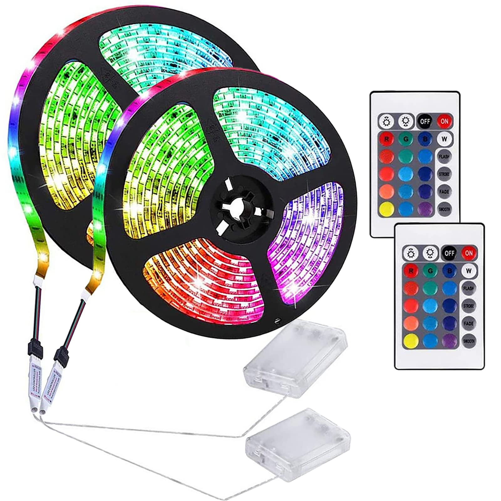 LINLIN Battery Powered LED Strip Lights with 24-Keys Remote Controlled ...