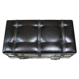 River of Goods Braxton Faux Leather Storage Trunk Bench Ottoman Coffee ...