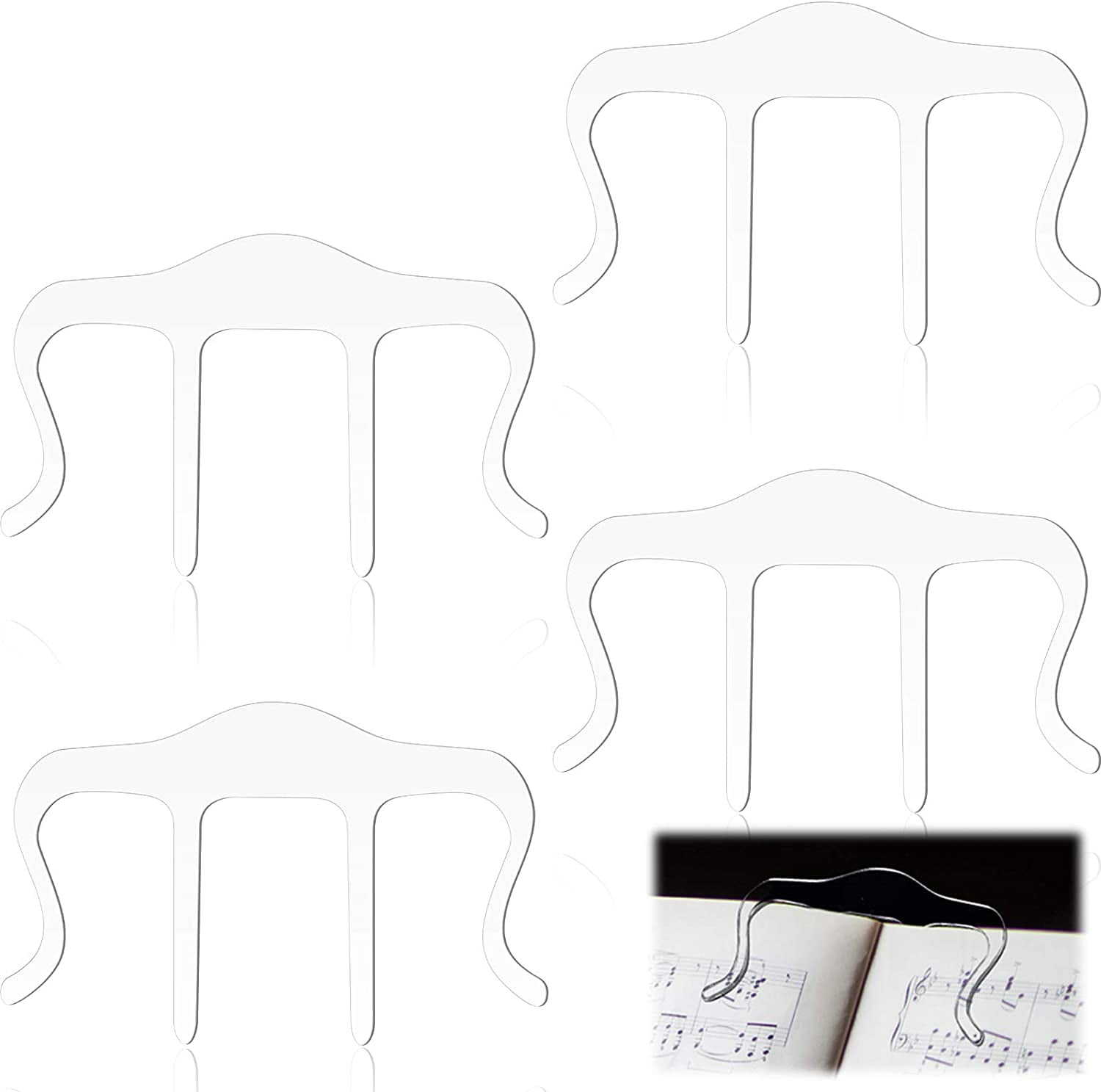 4 Pieces Clear Music Holder Clip Music Paper Holder Clips Acrylic Music ...