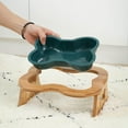 Pet Feeder Wooden Rack Raised Tilted Vomiting Pets Dogs Bowl White ...