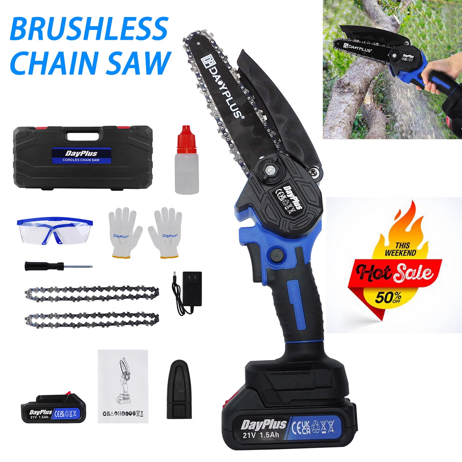 Dayplus 600W 6" Electric Chainsaw Self Sharpening Corded Garden Wood ...