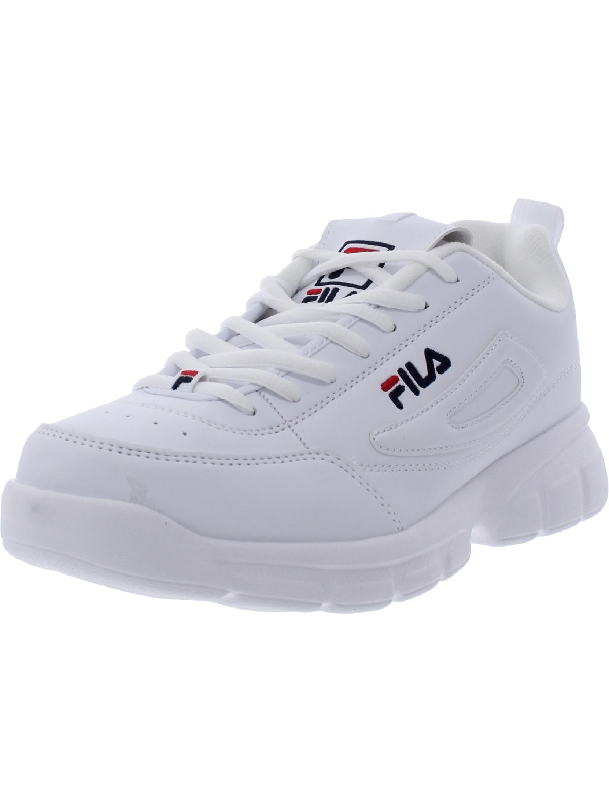 Fila Mens Disruptor SE Faux Leather Fitness Sneakers White 9.5 Medium ...