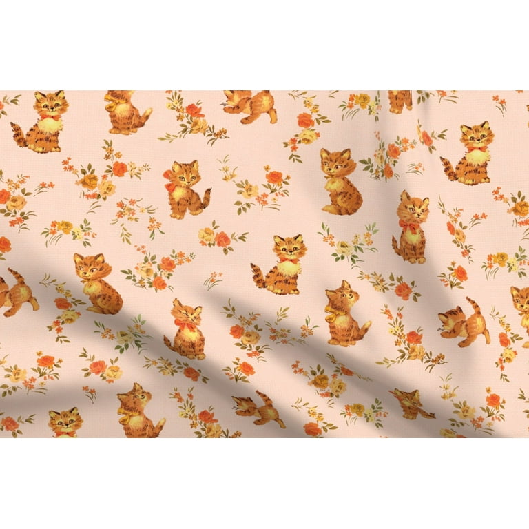 Vintage Cat Print Fabric