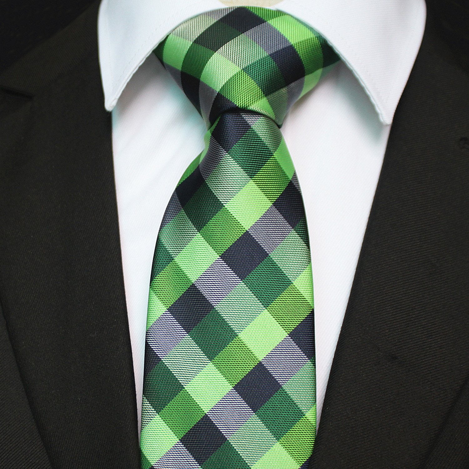 Men's 100% Silk Green Check Necktie, Turkey Made - Walmart.ca