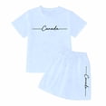Big Girls Outfit Casual Alphabet Print Relaxed Fit Short Sleeve For ...