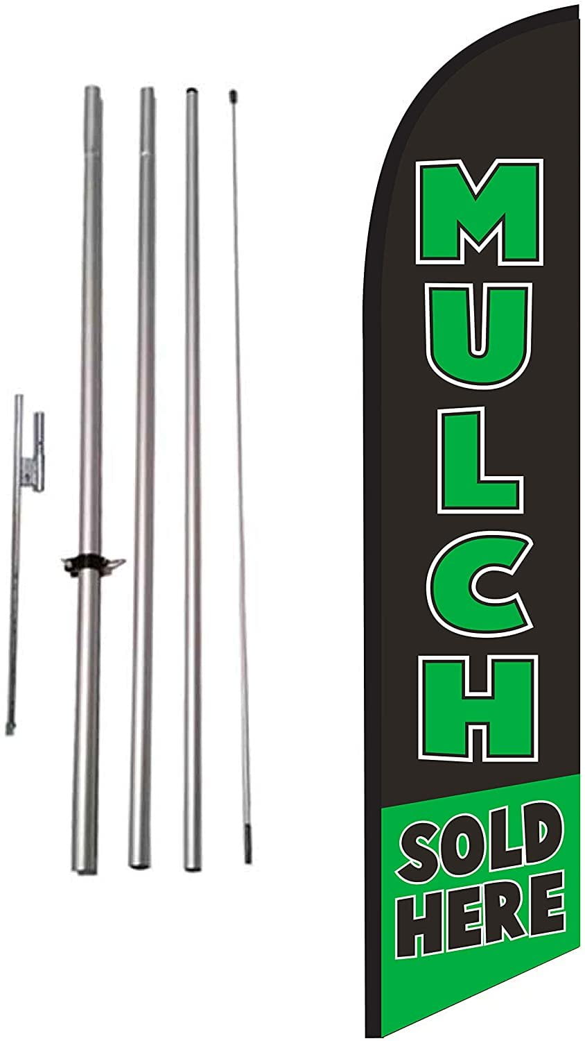 Mulch Sold Here Advertising Feather Banner Swooper Flag Sign with Flag ...