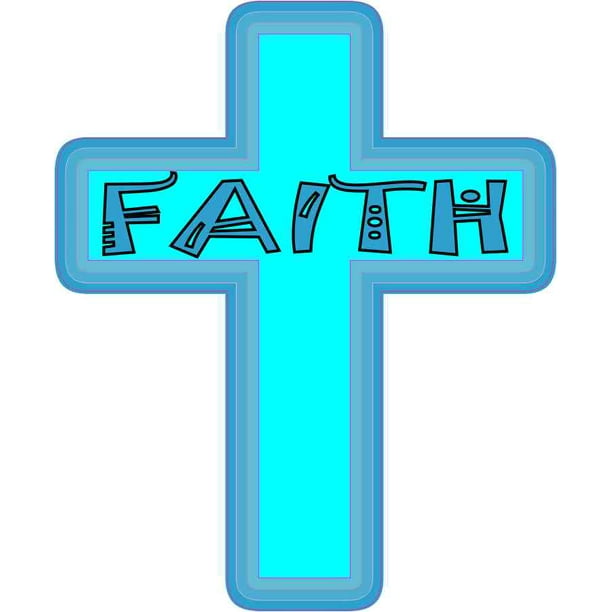 5in x 6in Die Cut Blue Faith Cross Sticker Vinyl Religious Vehicle ...