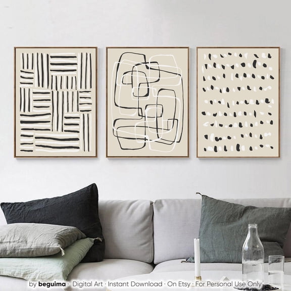 Abstract Wall Art Modern Art Neutral Beige Mid Century Boho Home Decor ...