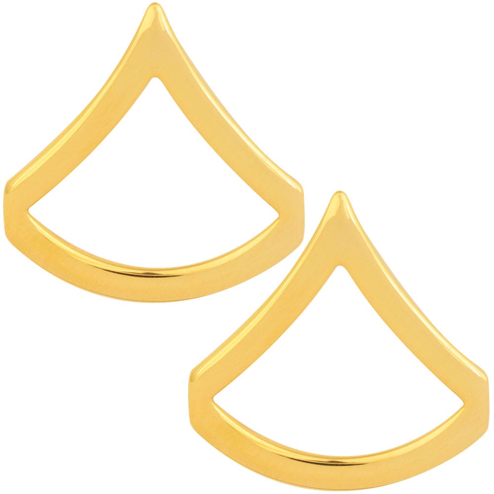 Army chevron rank gold plated: Enlisted: PFC E-3 PV3 Priced per pair ...