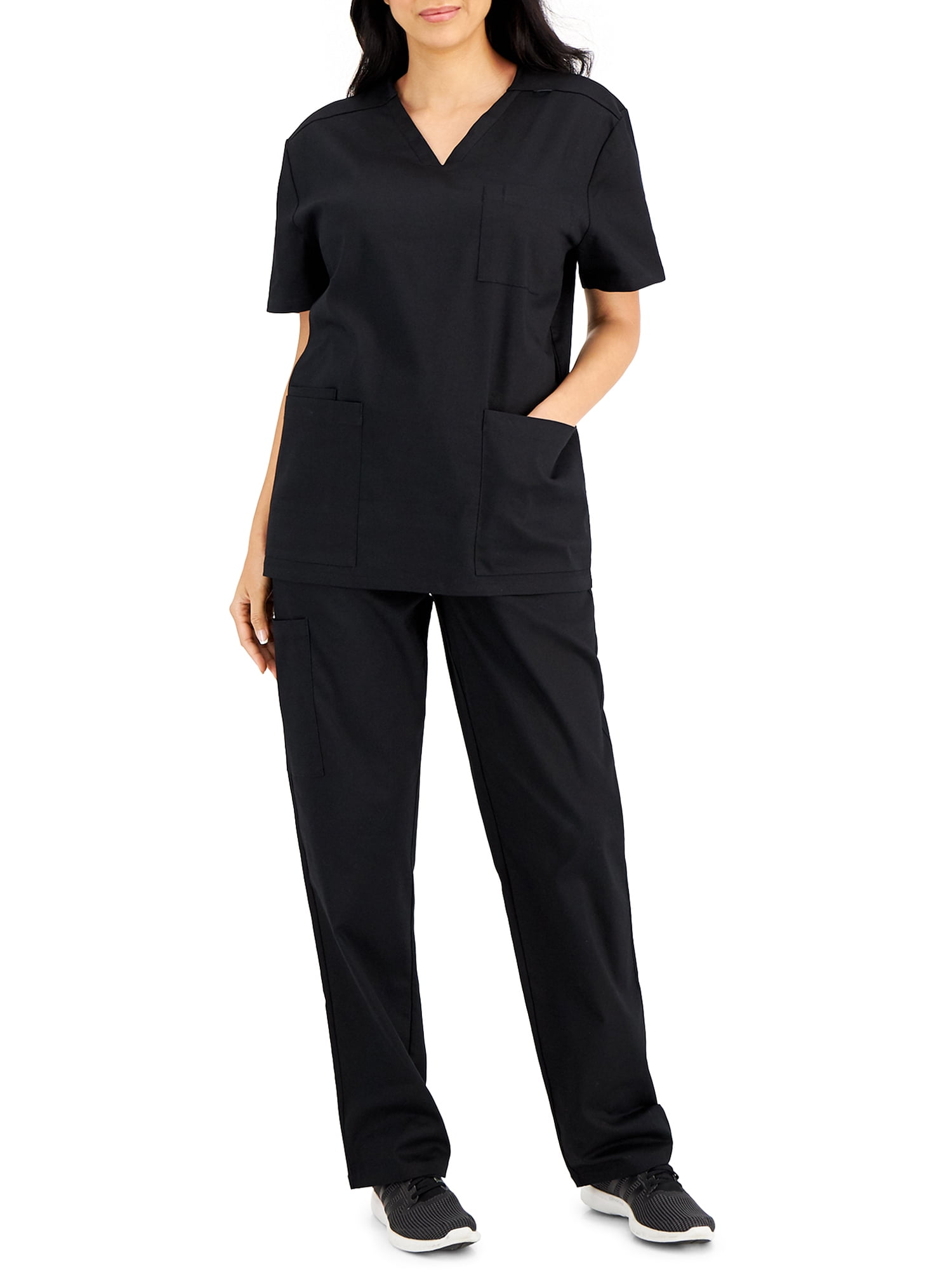 Hanes ComfortFit Stretch Unisex Cotton Vneck Scrub Top and Drawstring ...