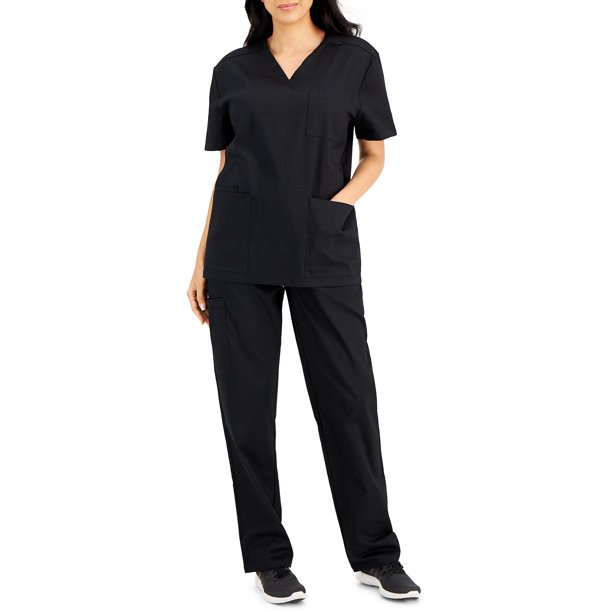 Hanes ComfortFit Stretch Unisex Cotton Vneck Scrub Top and Drawstring ...