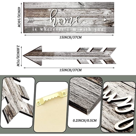 Rustic Wooden Home Sign Home Family Wall Decor Arrow Wall Decor, Wooden ...