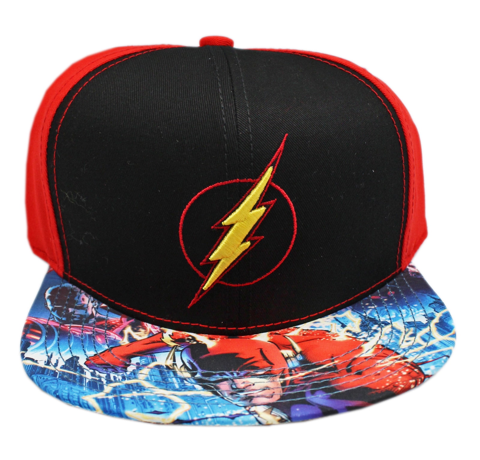 DC Comics The Flash Lightning Bolt Symbol Red and Black Snapback Cap ...