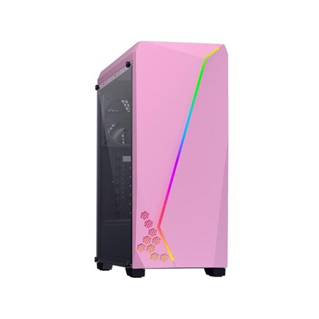 DIYPC S2-PINK-RGB Steel & Tempered Glass ATX Mid Tower Computer Case ...