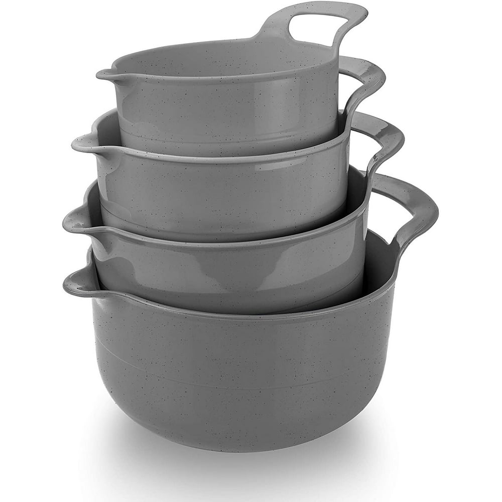 Cook With Color Mixing Bowls 4 Piece Nesting Plastic Mixing Bowl Set With Pour Spouts And