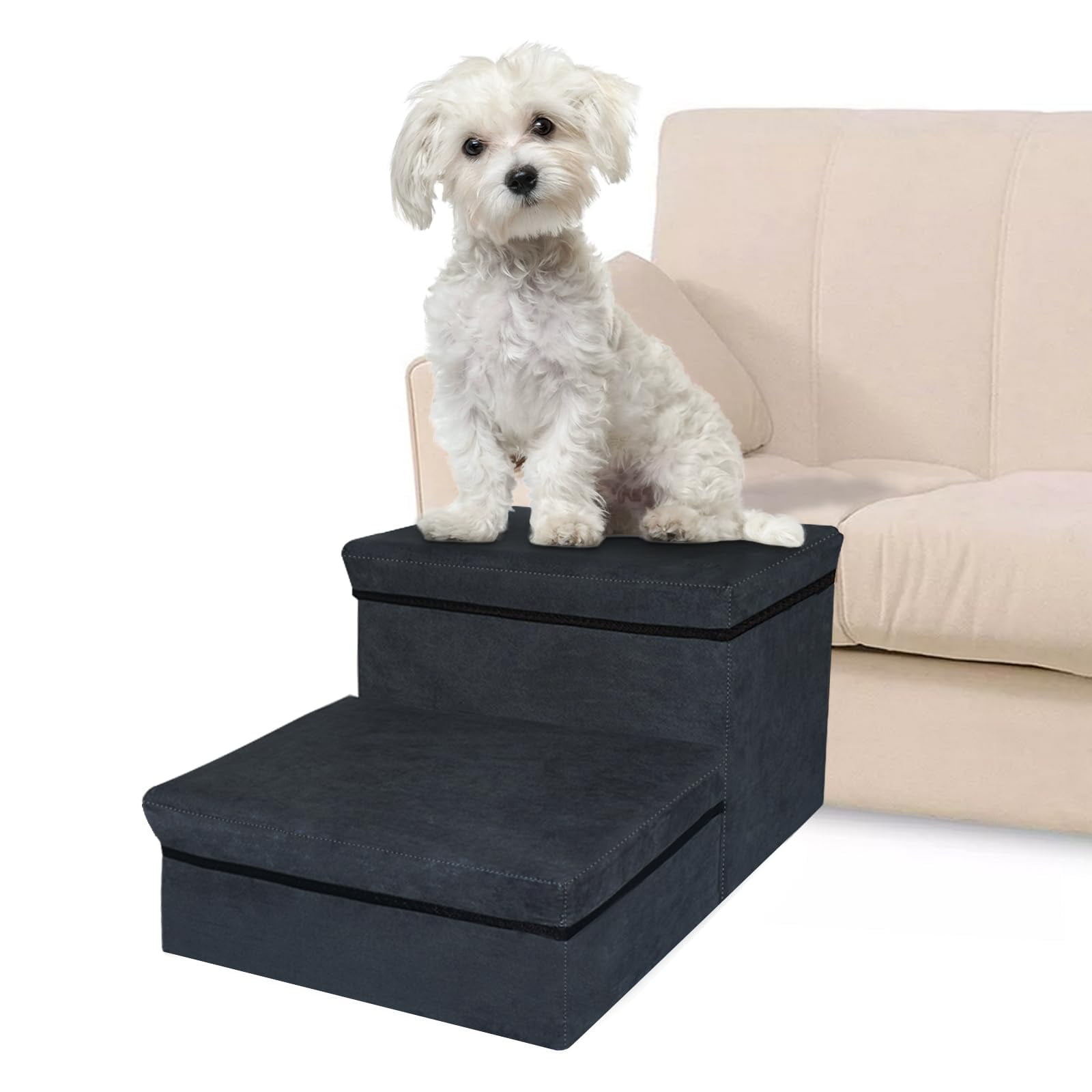TONY HOBY Dog Stairs Steps, Foldable Dog Stairs/Steps with Storage, 2 ...