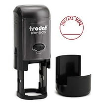 Initial HERE - Round Self-Inking Rubber Stamp (3/4" Diameter) - Red Ink ...