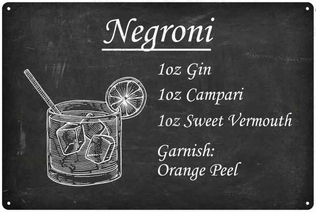 Negroni...Ingredients Drink Cocktail Bar Metal Sign 12x18 2180008070 ...