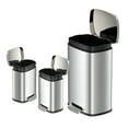 Qualiazero Rectangular Step Garbage Can 3 Piece Combo, 13.2 gal , Two 1 ...