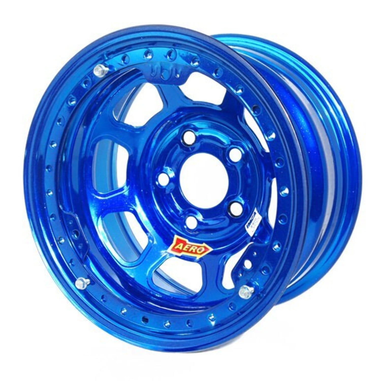 Aero Race Wheels 15X8 4In 5.00 Blue Chrome Beadlock Wheel 53-985040Blu ...