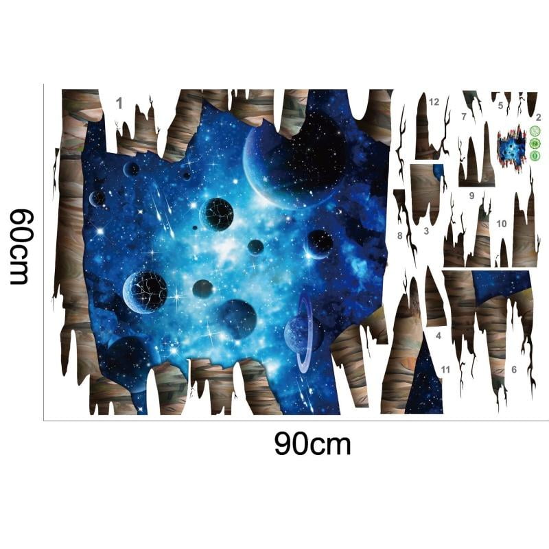 Forzero 3D Blue Cosmic Galaxy Wall Decals Removable PVC Magic Milky Way ...