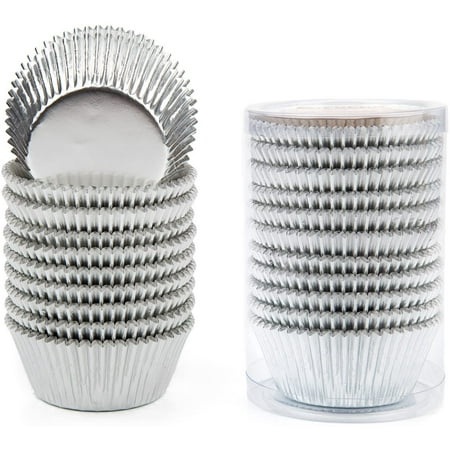 JOYWE 200 Pack Standard Silver Foil Muffin Cupcake Wrappers Metallic ...