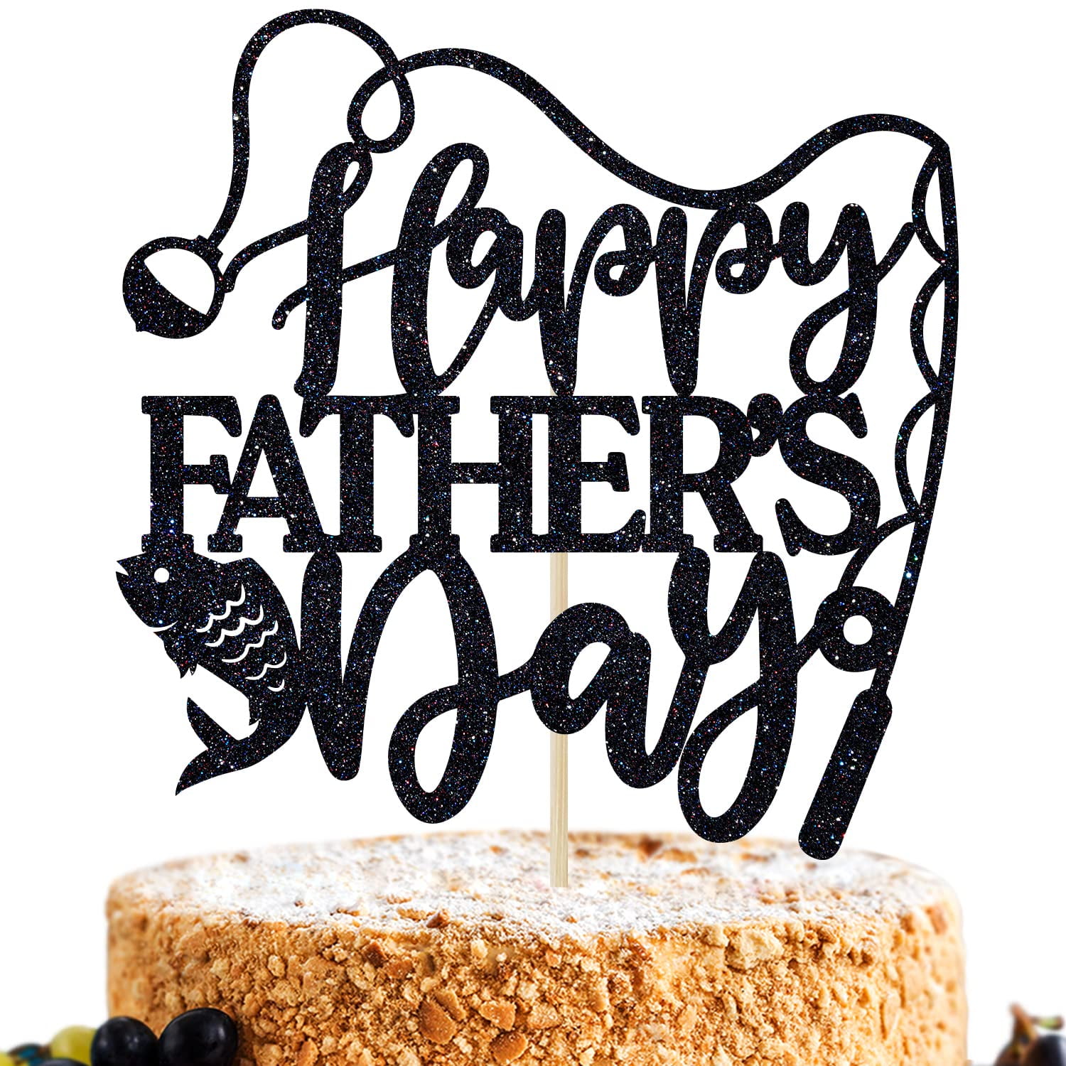 Black Glitter Happy Father's Day Cake Topper, Feliz Dia Papa/Best Dad ...