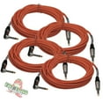 Guitar Cords (4 Pack) Right Angle Instrument Cable by Fat Toad 20FT 1/4 ...